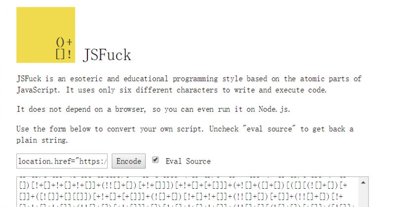 JSFuck – 只使用6种字符书写任何Javascript代码 – SS's Trace