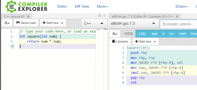 godbolt.org 网页实时编译C++源码至汇编 – SS's Trace
